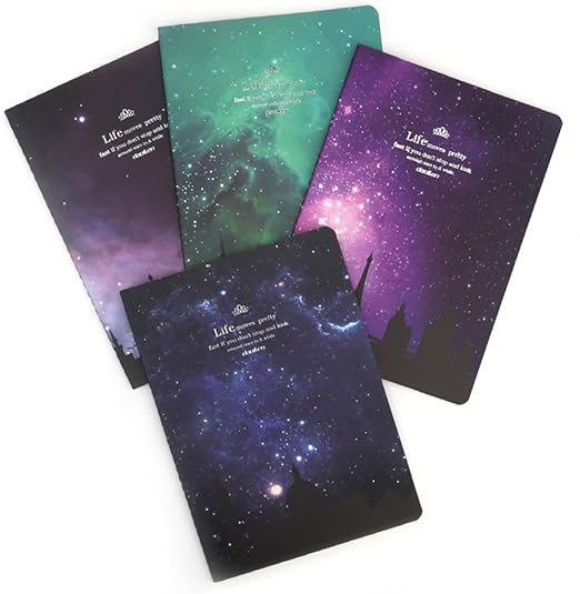 4 Pcs Beautiful Galaxy Print Portable Record Book Writing Journal ...