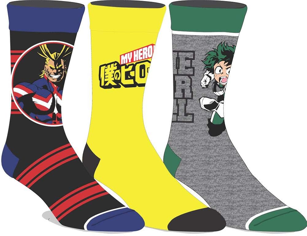 My Hero Academia Deku All Might Mens Crew Socks 3 Pack: Amazon.ca ...