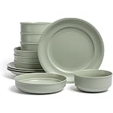 Amazon.com | over&back Rim Dinnerware Set - Stoneware Dishes - Comes ...