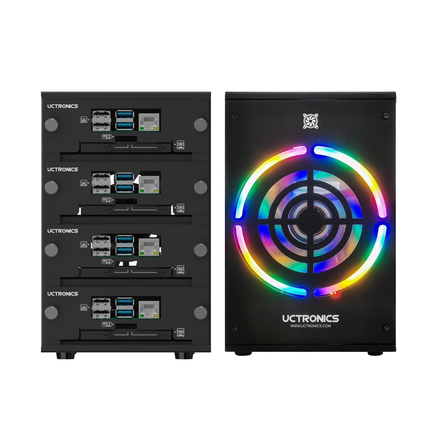 UCTRONICS Desktop Cluster Enclosure for Raspberry Pi, Up to 4 Pis and 2 ...
