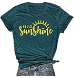 Amazon.com: Hello Sunshine Tee Shirt Women Letters Print T Shirt Cute ...