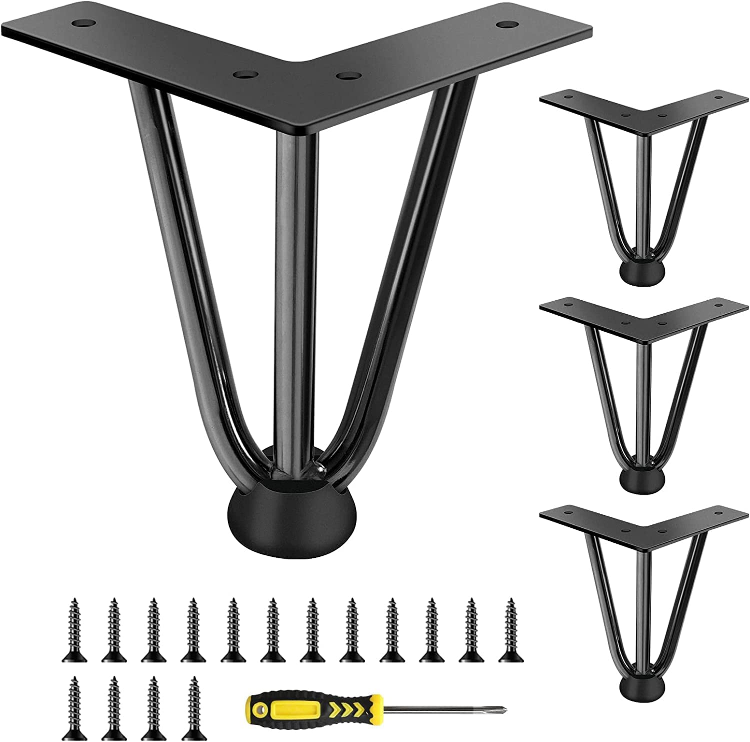 Mua 4 Inch Hairpin Table Legs - Heavy Duty Metal Furniture Legs Black ...
