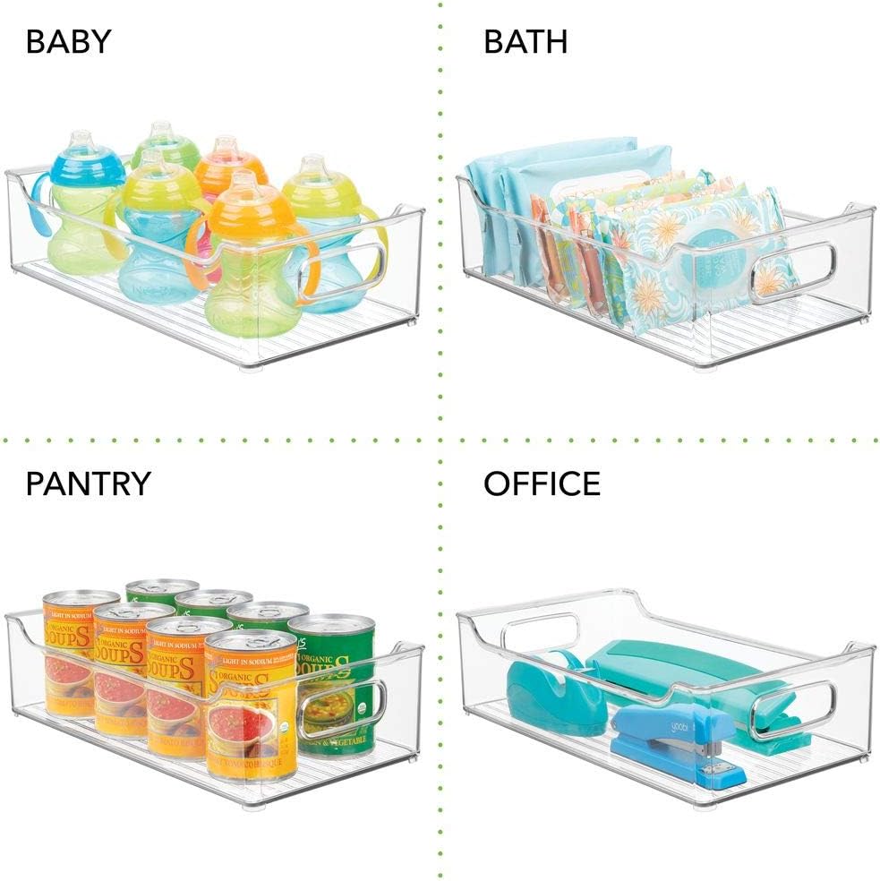 mDesign Set of 4 Plastic Storage Bin with Integrated Handles – Home ...