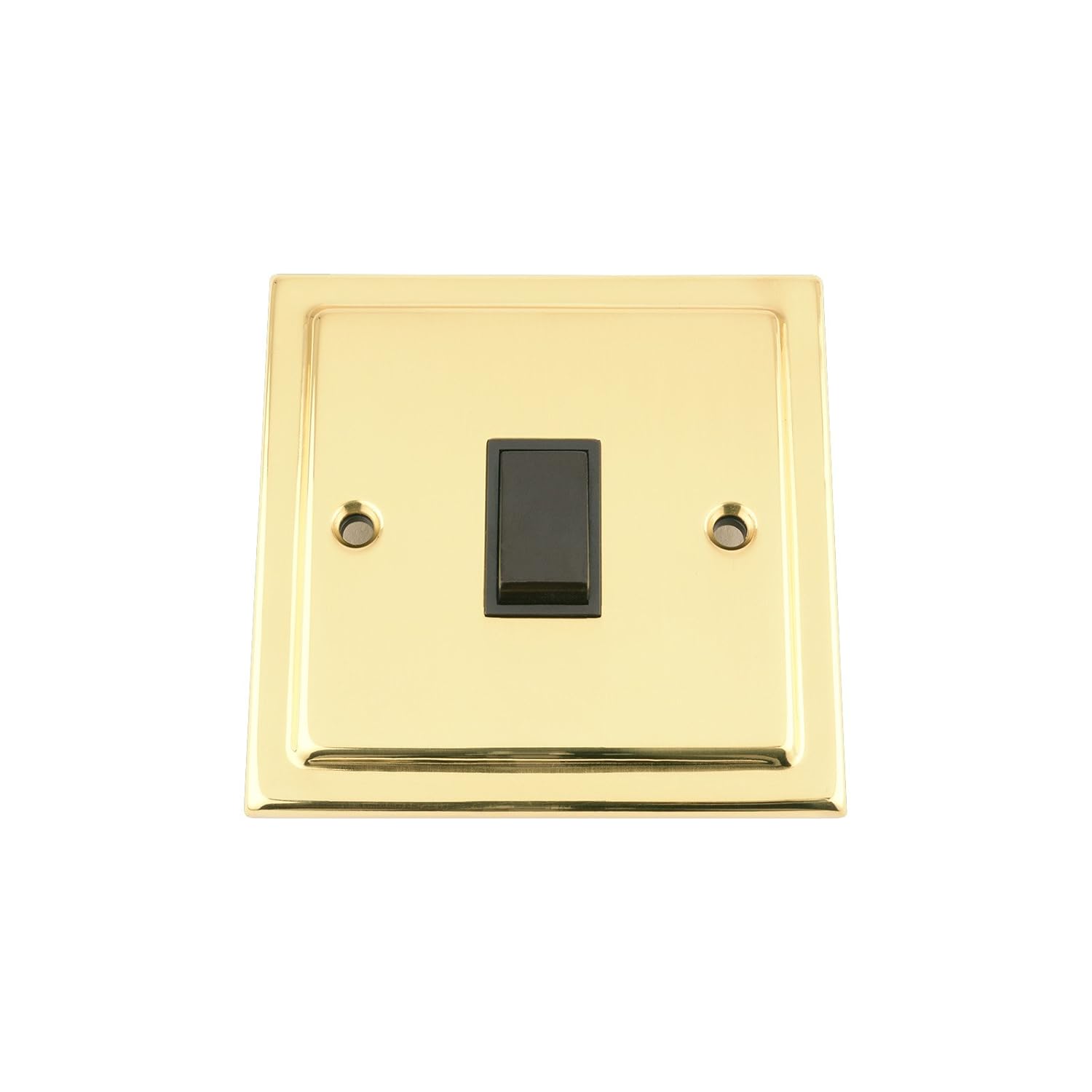 Light Switch 1 Gang - Victorian Polished Brass - Black Insert Plastic ...