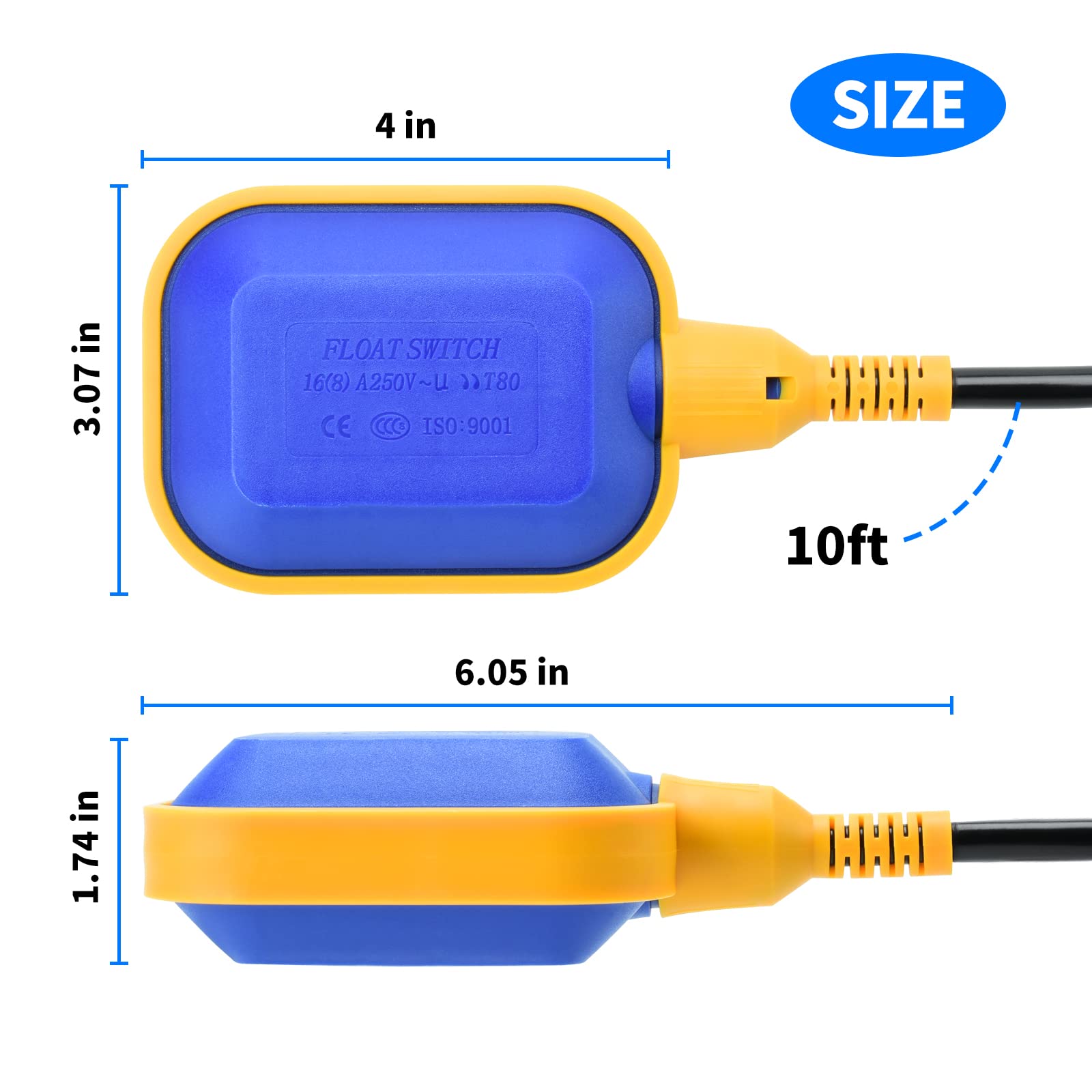 Mua Float Switch for Sump Pump, Briidea Tethered Float Switch for Water Tank with 10ft Power ...