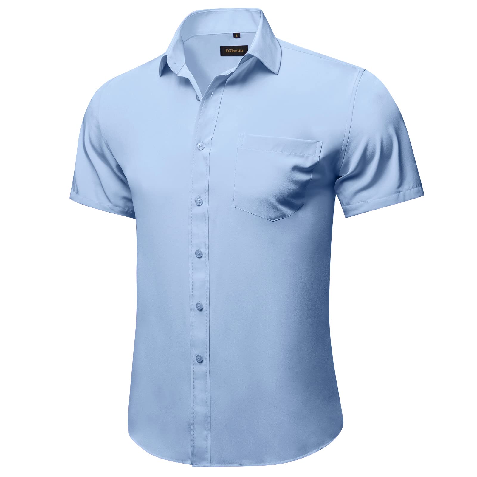 DiBanGu Mens Blue Dress Shirts Casual Button Down Shirts Baby Blue ...
