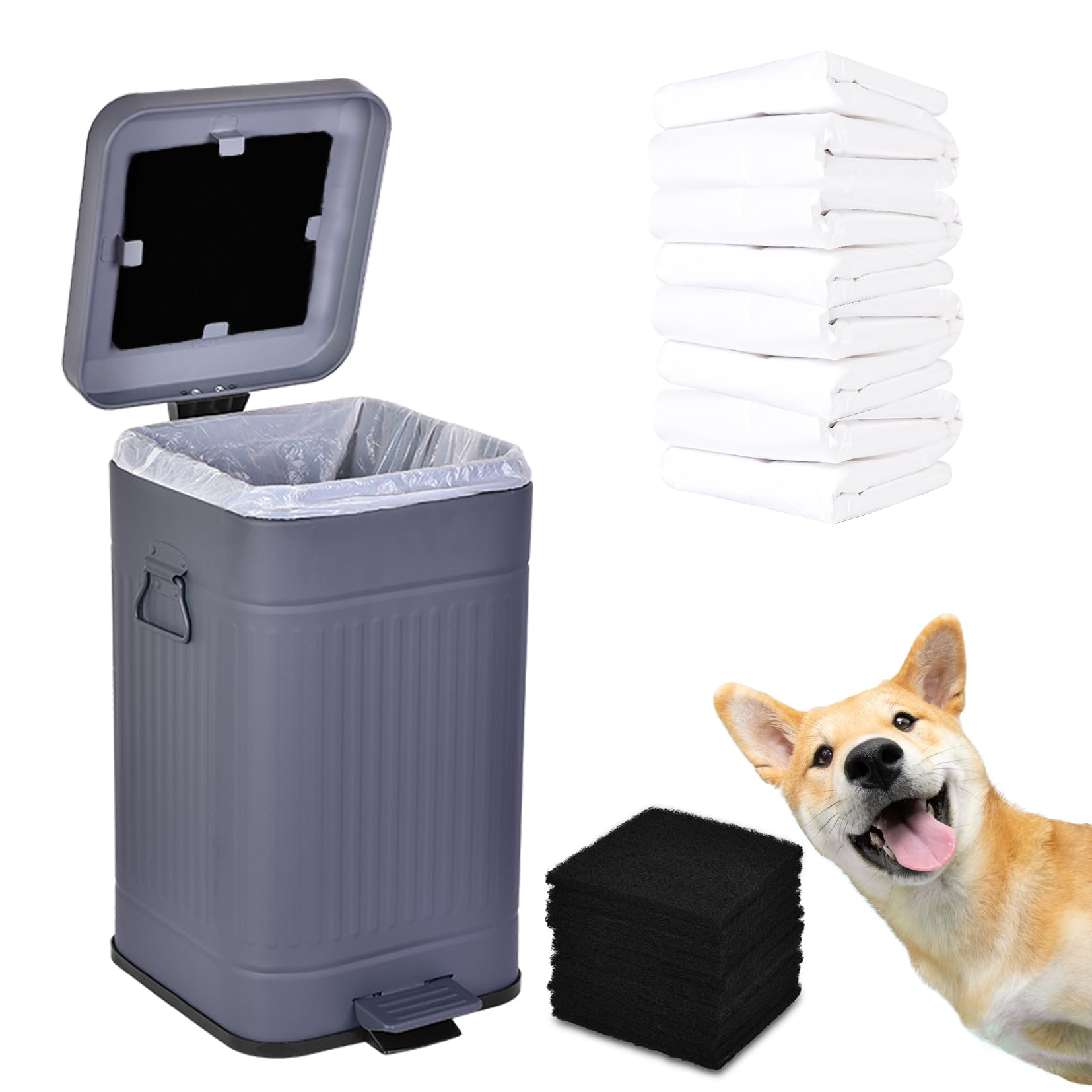 Mounting UP Dog Poop Trash Can for Outdoors Dog Waste Station with Lid ...