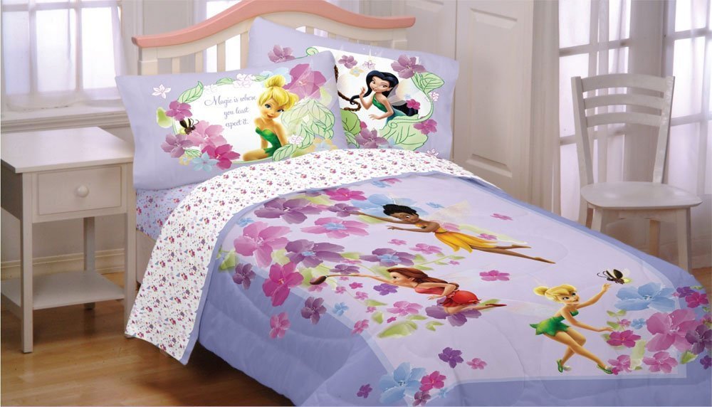 Amazon.com: Disney Fairies Twin Bed Comforter Tink Magic Art Blanket ...