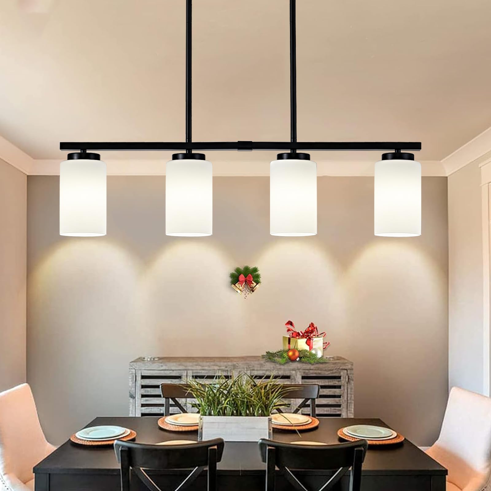 YUEMZS 4-Light Kitchen Island Lighting, Farmhouse Linear Chandeliers ...