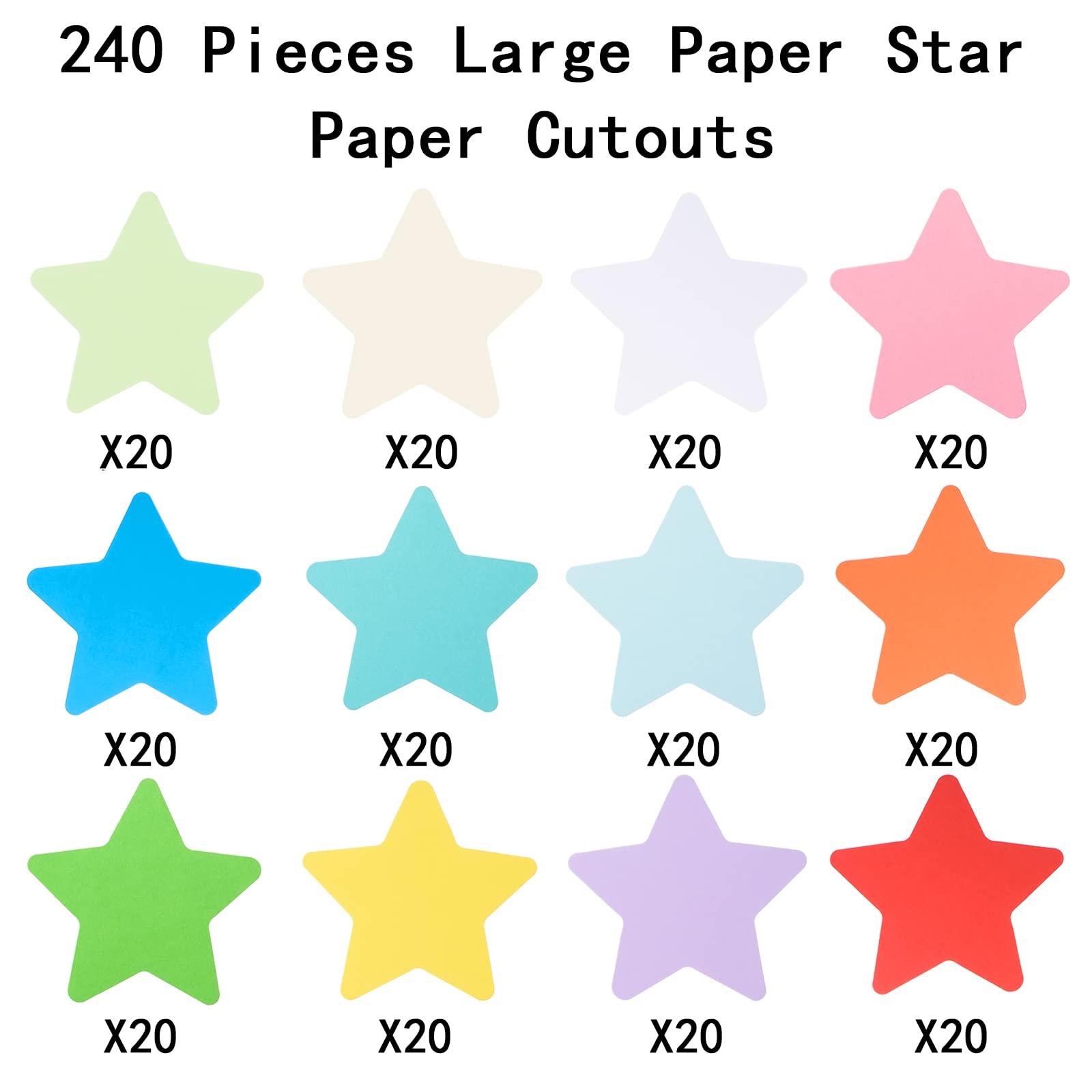 Mua 240 Pieces Large Star Cut Outs Paper Stars Shapes Assorted Color ...
