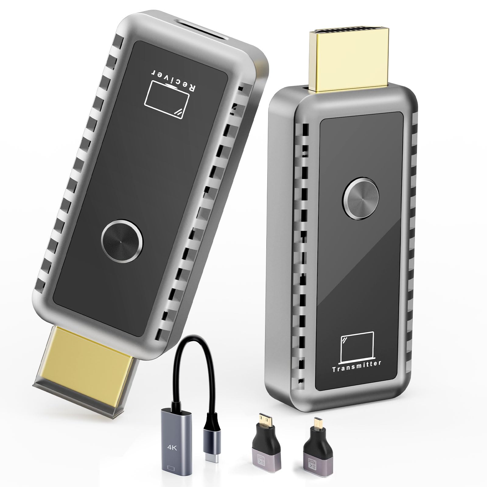 Wireless HDMI Transmitter and Receiver, Plug & Play Portable Wireless HDMI Extender Kit 4K ...