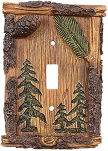 Pinecone & Tree Rustic Single Switch Plate - Rustic Decor - - Amazon.com