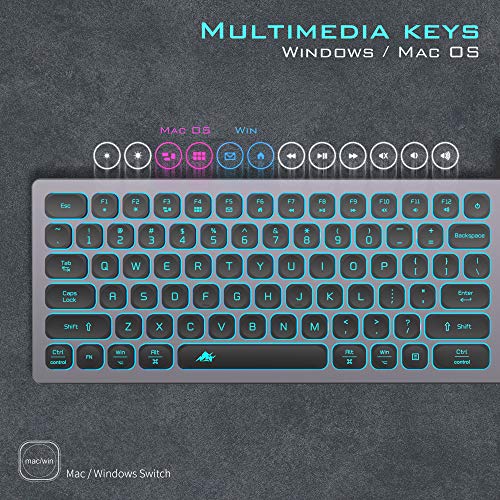 POWZAN Aluminum Quiet Wired Keyboard Backlit- Slim Chiclet Keyboard ...