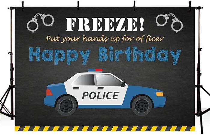 Amazon.com : MEHOFOTO Police Birthday Party Backdrop Props Policeman ...
