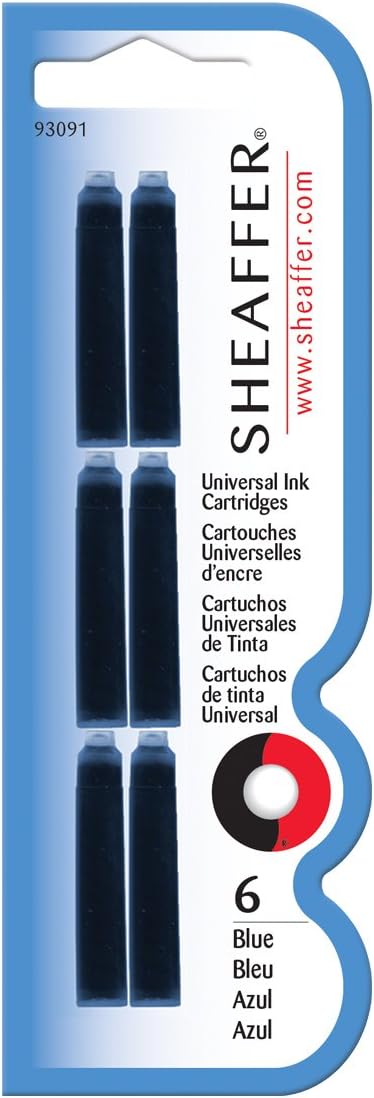 Sheaffer Skrip Universal Ink Cartridges, Blue, 6 Pack Blister Card ...