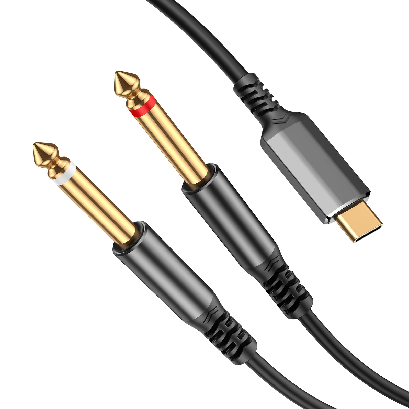 USB C to Dual 1/4 inch Audio Stereo Cables,Type C to 2 TS6.35mm ...