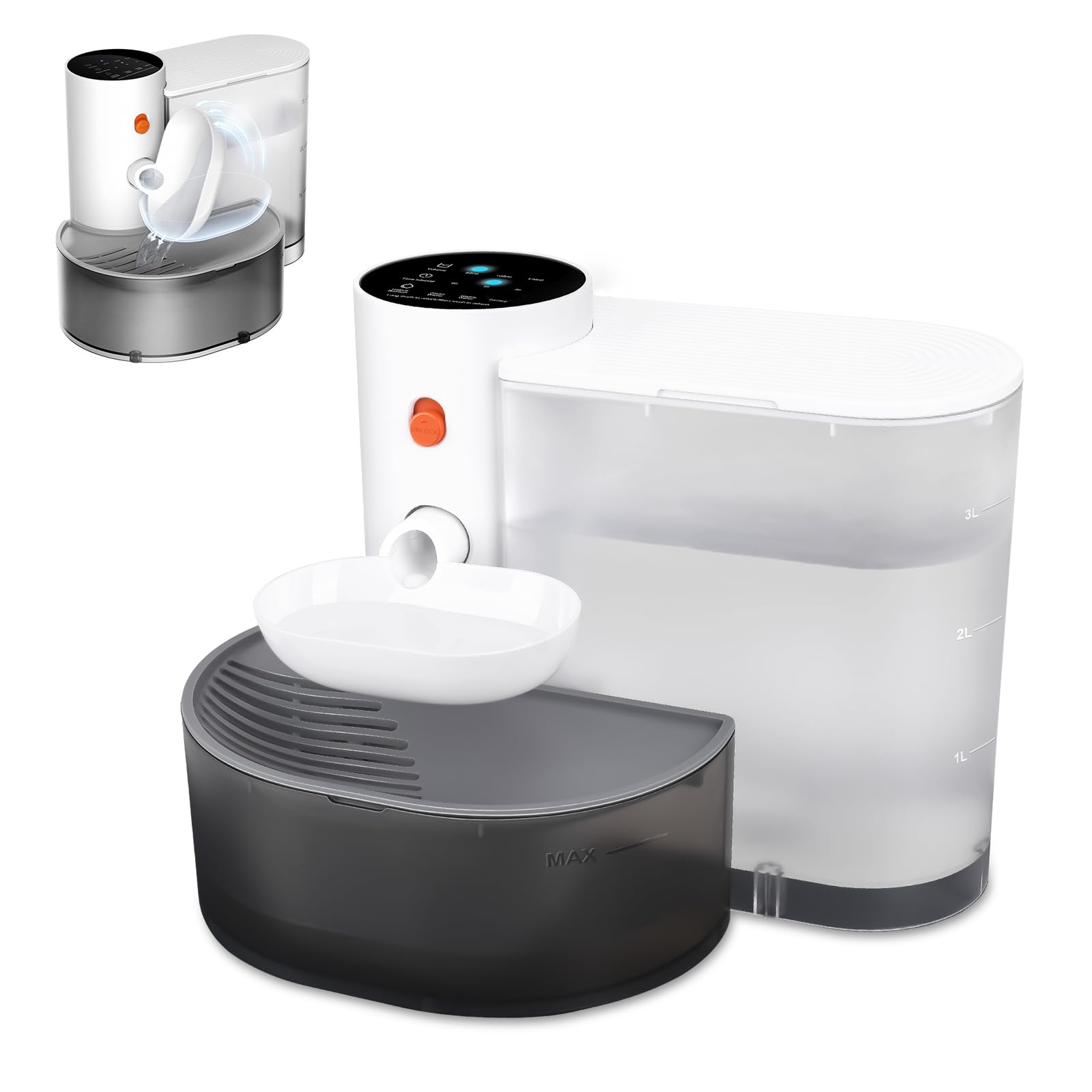 GJEASE Smart Pet Water Fountain No Filter,Wireless Cat Water Fountain ...