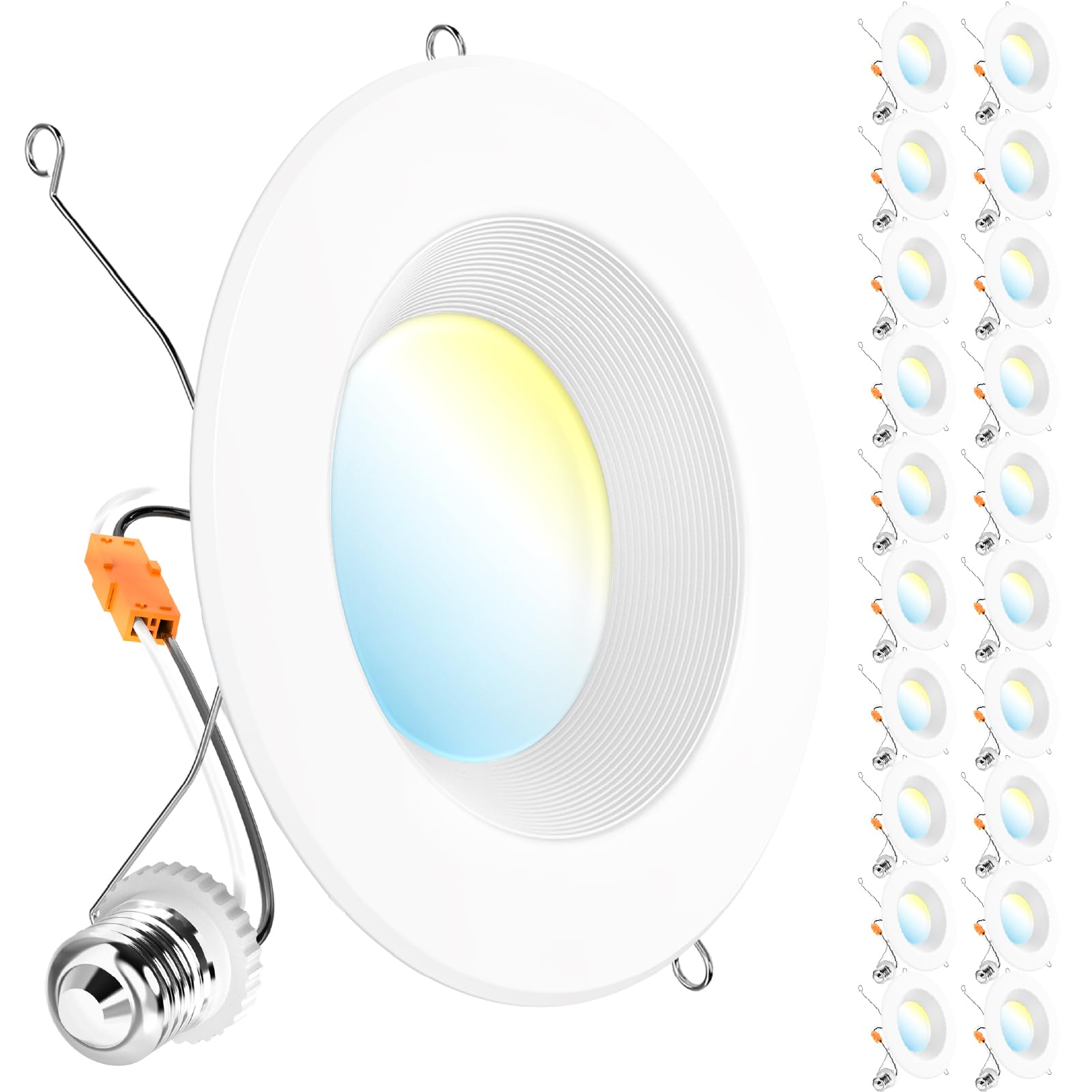 Sunco 20 Pack 5CCT Retrofit LED Recessed Lighting 6 Inch, 2700K/3000K ...