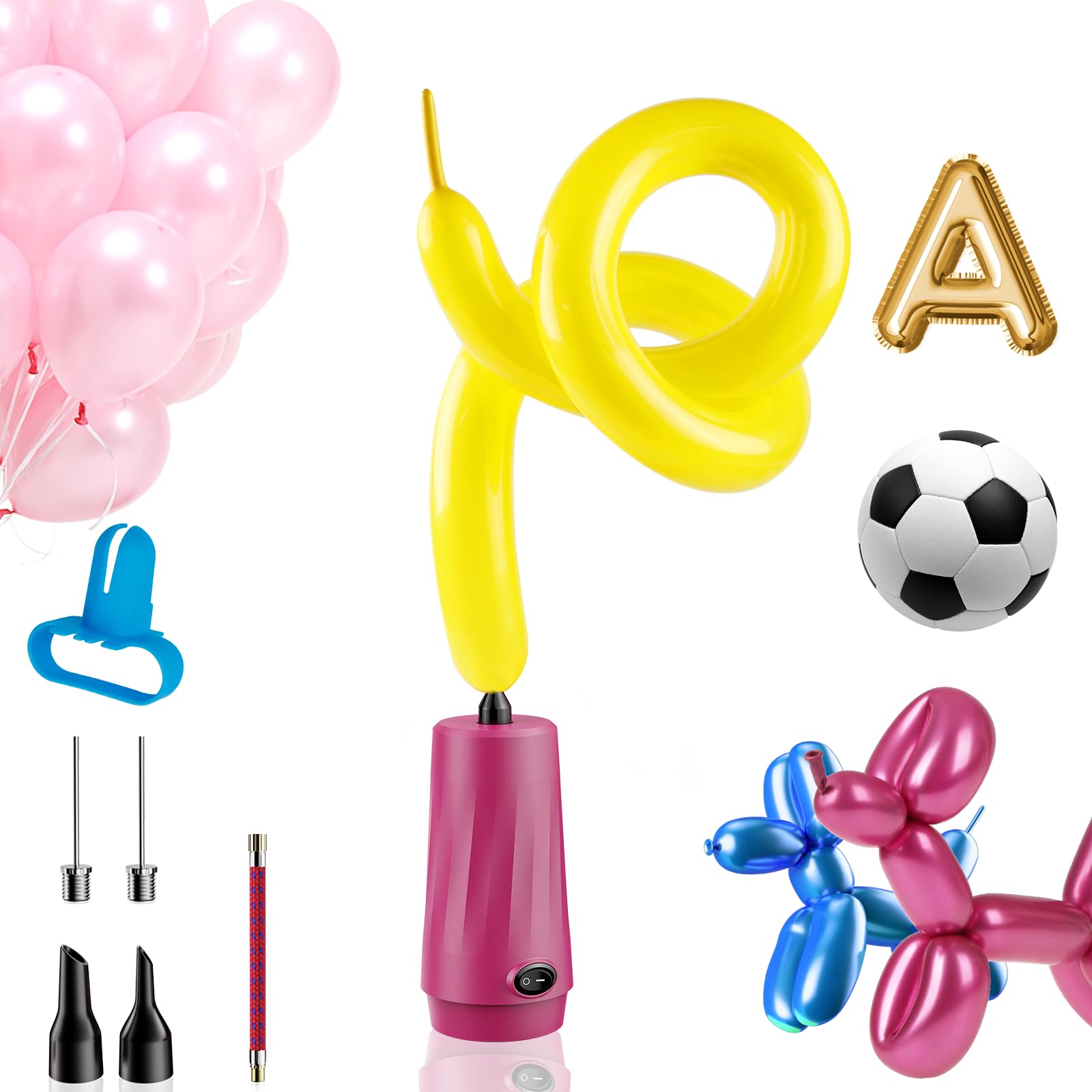 LIBERRWAY Balloon Pump Electric, 2-in-1 Portable Balloon Air Pump for ...