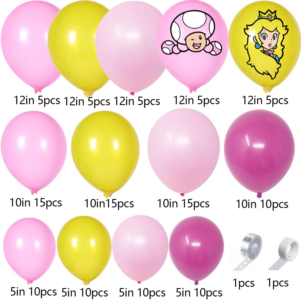 Mua 131Pcs Mario Princess Peach Decorations Peach Balloon Garland Arch ...