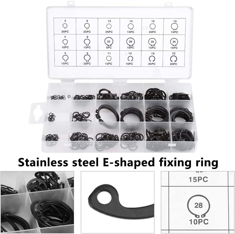 300Pcs Retaining Ring Assortment, BESTZY Stainless Steel E-Clip ...