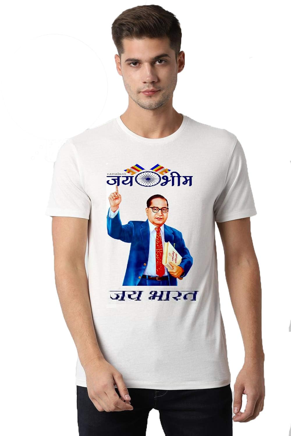 Buy UU Jay Bhim T-Shirt for Men White Colour Dr. B R. Ambedkar Print ...