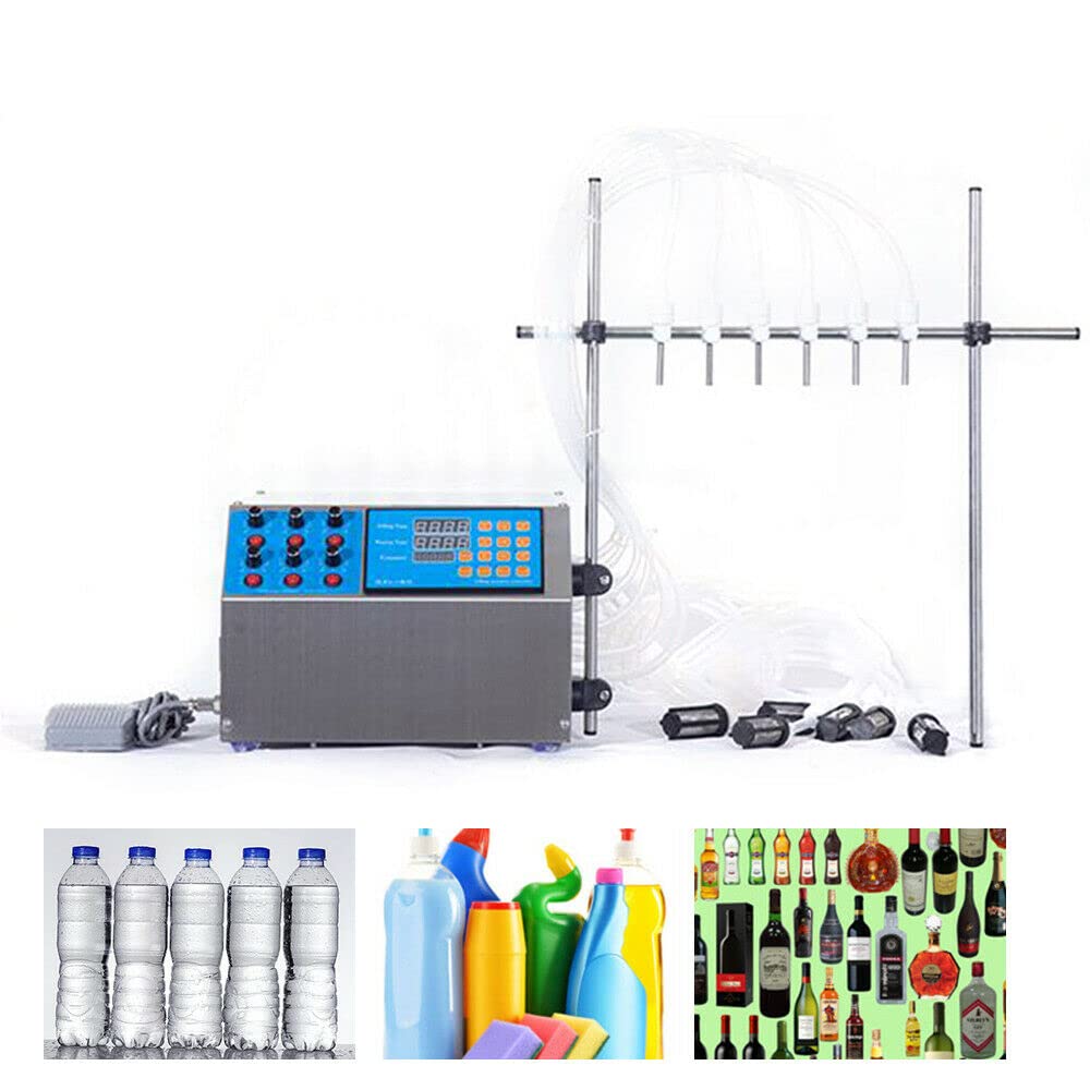 Liquid Filling Machine 6-Heads Semi-automatic Bottle Filler Machine 5L ...