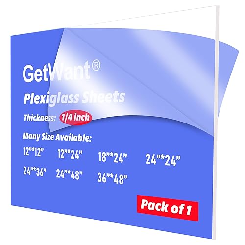 GetWant Clear Acrylic Sheets, 24x36 inches, 1/4 inch Thick, 6mm ...