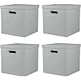 Amazon.com - ArcaGuru Storage Bins with Lids, Collapsible Linen Fabric Boxes Organizer ...