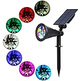 T-SUN [2 Pack 250 Lumens] LED Solar Spotlights, Color-Changing 4 LED ...