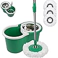 Amazon.com: Spin Mop and Bucket with Wringer Set, 360° Spinning Mop Bucket System with 3 ...