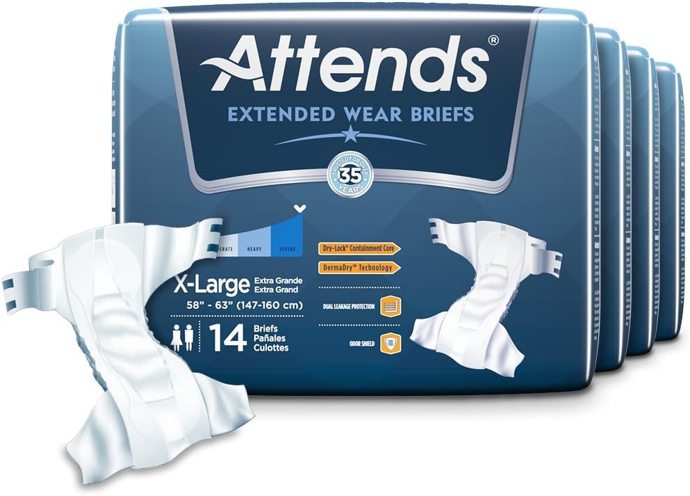 Amazon.com: Attends Extended Wear Briefs with Dry-Lock Containment Core ...