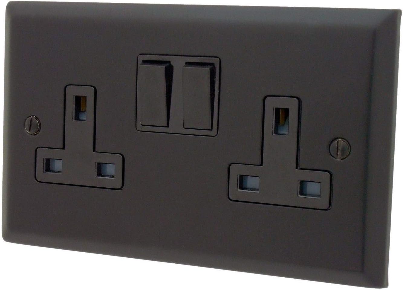 Spectrum Matt Black Double Socket - SFB10B: Amazon.co.uk: DIY & Tools