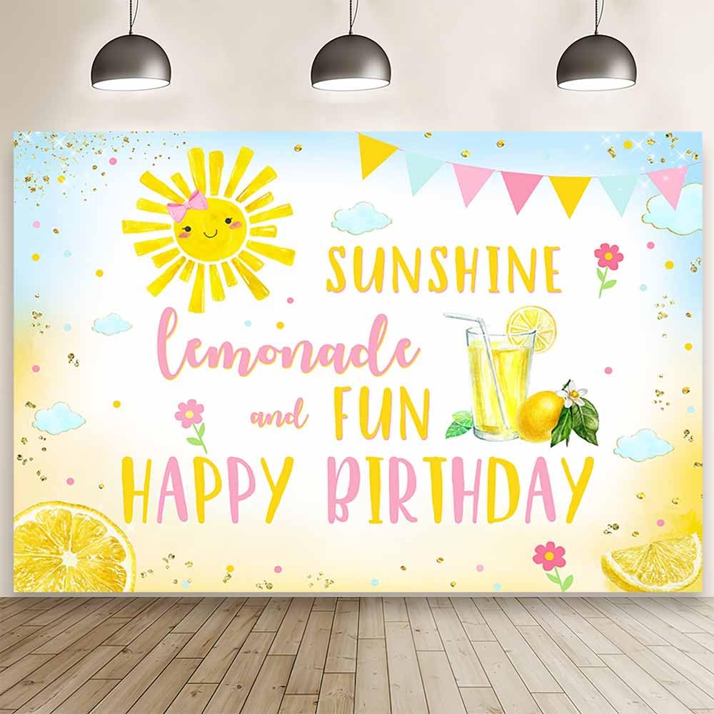 MEHOFOND 7x5ft Lemonade Birthday Backdrop Sunshine Lemonade and Fun ...