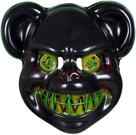 The Purge Led Light Up Horror Bear Mask with Green Lights for Disguise ...