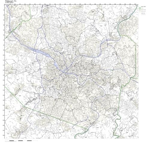Pittsburgh, PA ZIP Code Map Laminated in Oman | Whizz Subjects
