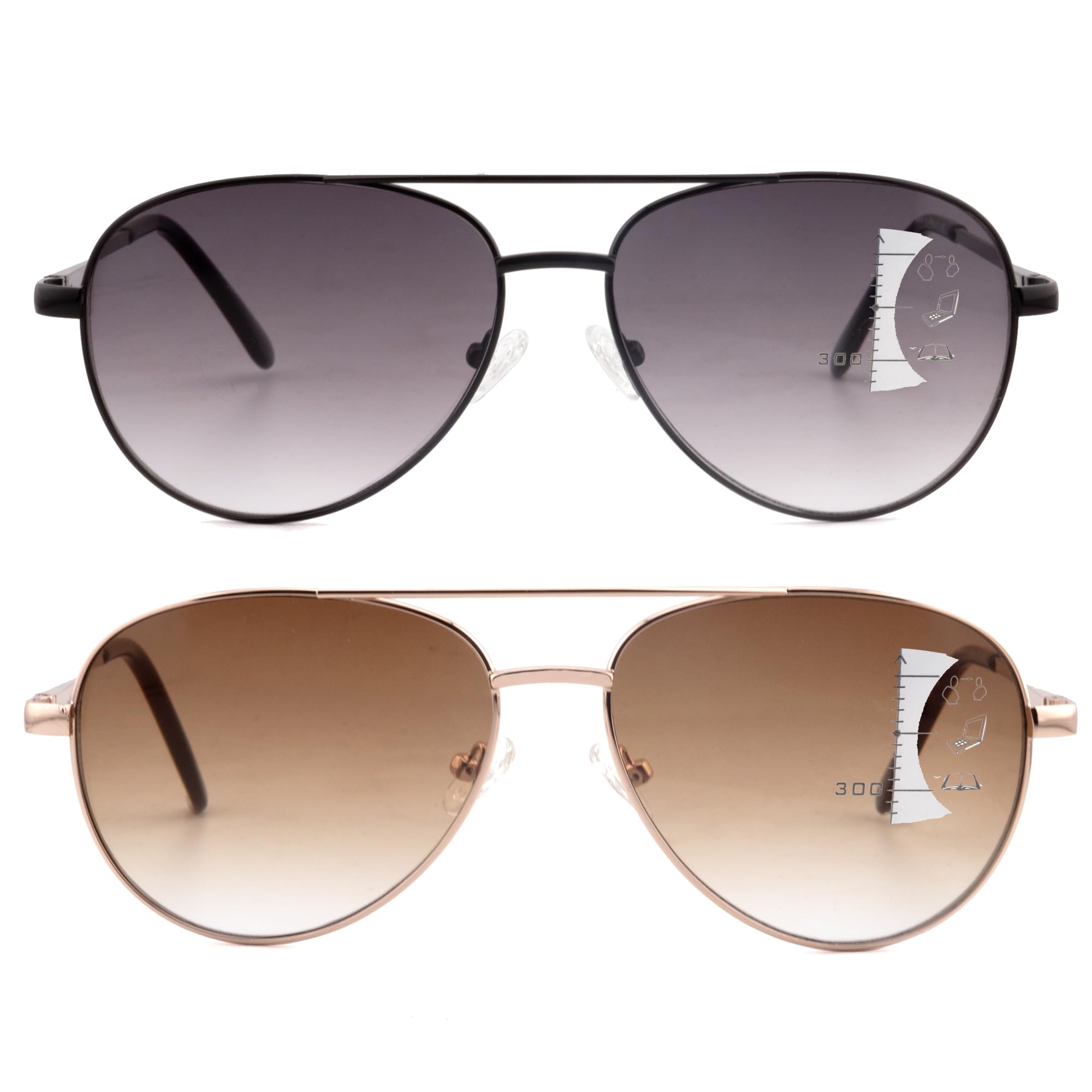 Progressive Sunglasses With Gradient Colour Lens,Classic Men's Command ...