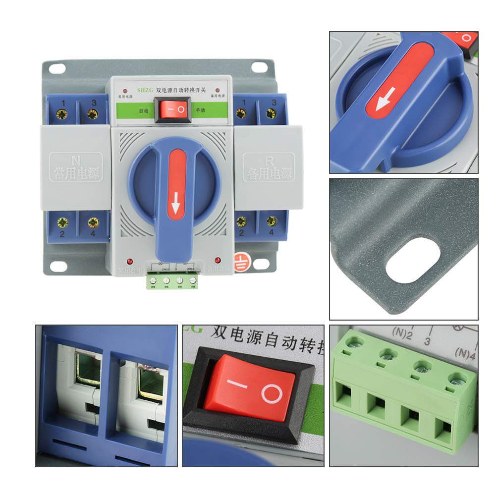 220V 63A 2P Mini Dual Power Automatic Transfer Switch Circuit Breaker ...