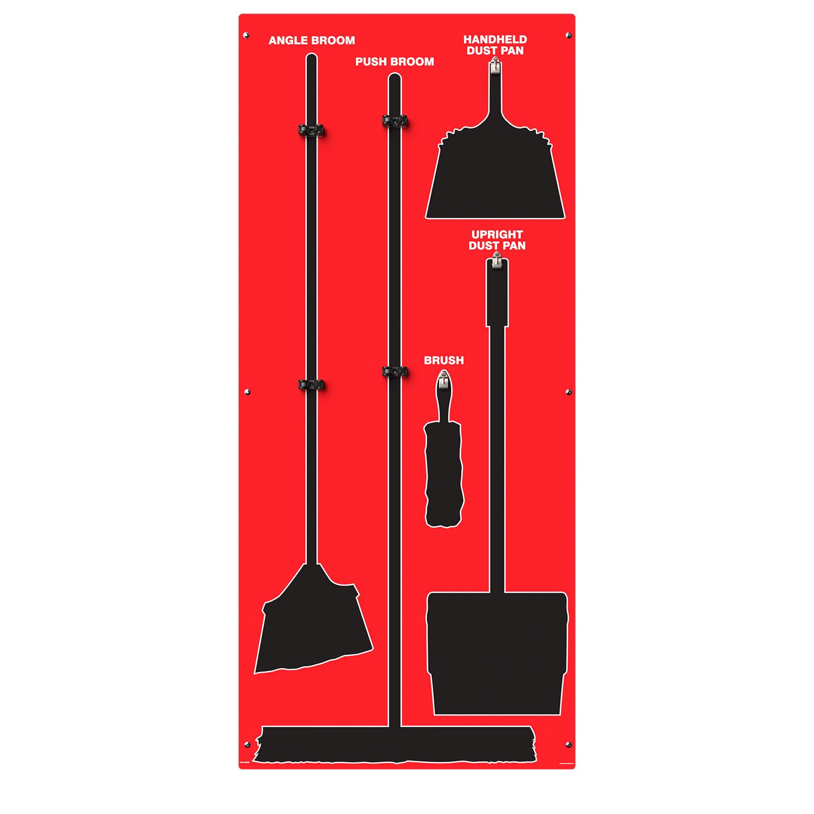 Clean & Sweep 5S Shadow Board/Wall Mount Broom Holder, 68" x 30" Board ...