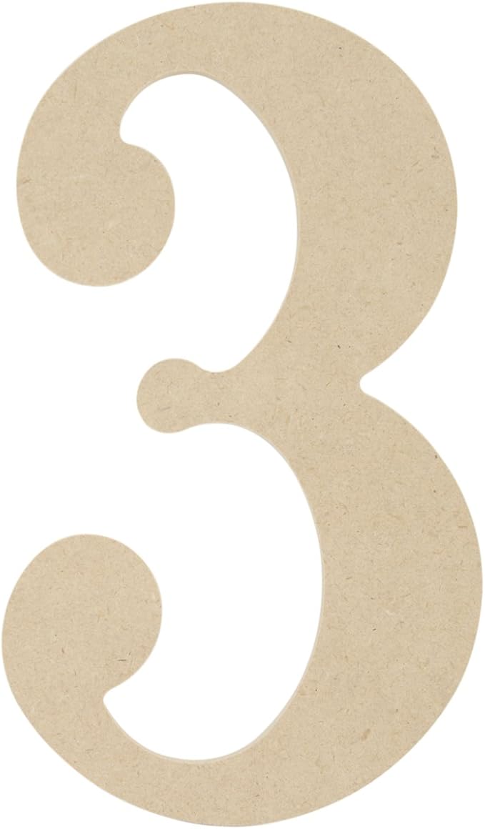 MPI MDF Classic - Letras y números de Madera, 9.5-Pulgadas, número 3 ...