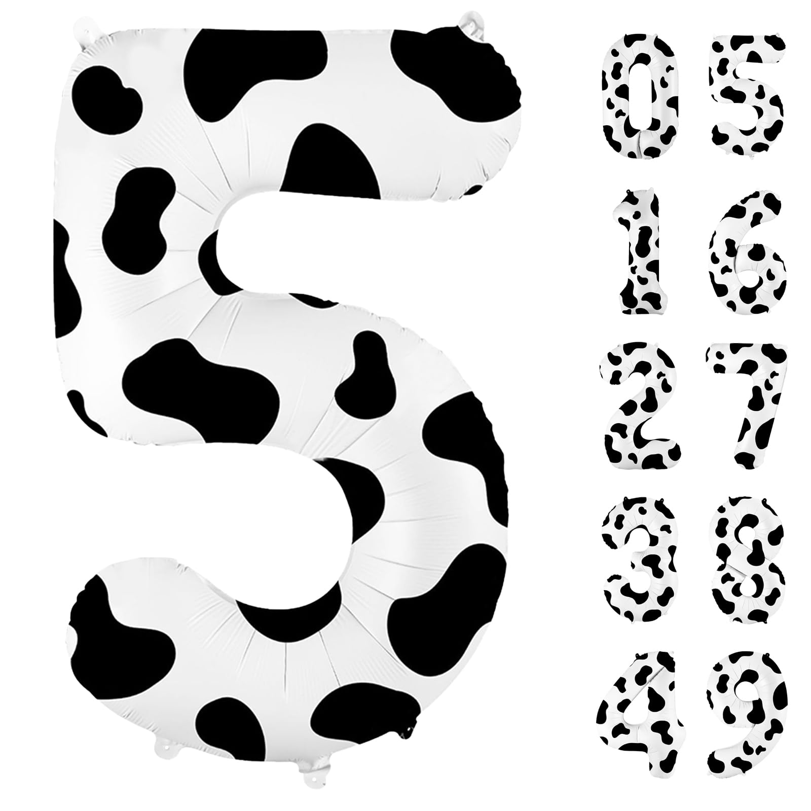 40 Inch Cow Print Balloon, Number 5 balloons Cow Balloons for 5st ...