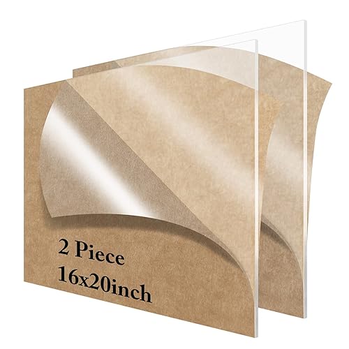 2 Pieces 16" x 20"Clear Acrylic Sheet Cast Plexiglass 1/8”Thick (3mm ...