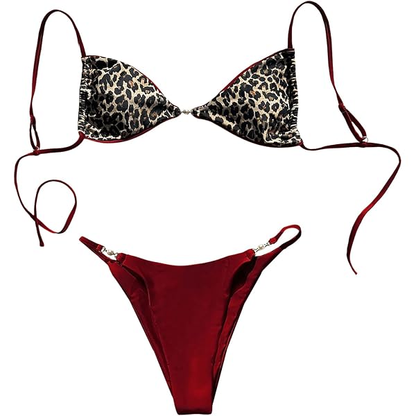 Cheeky Thong Bikini Women's Leopard Print Bikini Set - Cheetah Triangle ...