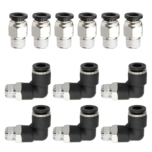 12 PCS Straight Push Release Connectors, Push to Connect Tube Fitting ...