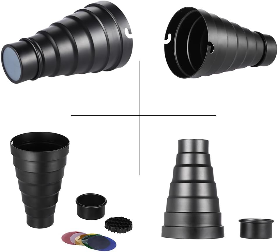 Andoer Elinchrom Snoot with Honeycomb Grid + Color Filters for Impact ...