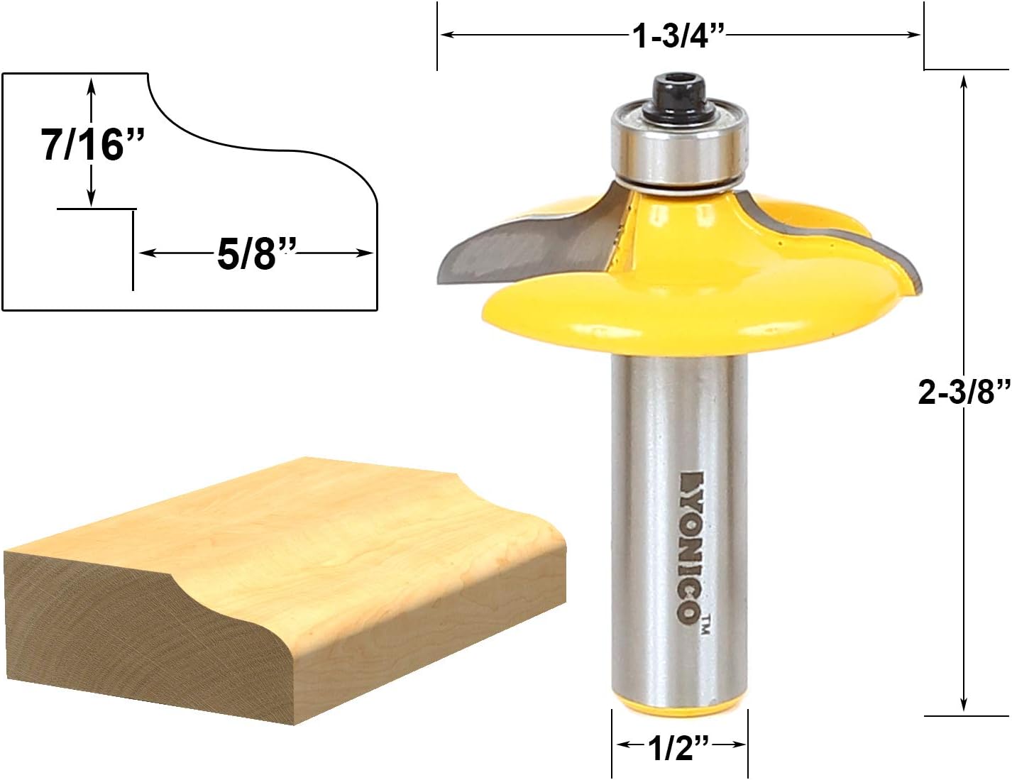 Yonico 12163 – Drawer Front Joint Router Bit, Ogee – Cutting Depth: 5/8 ...