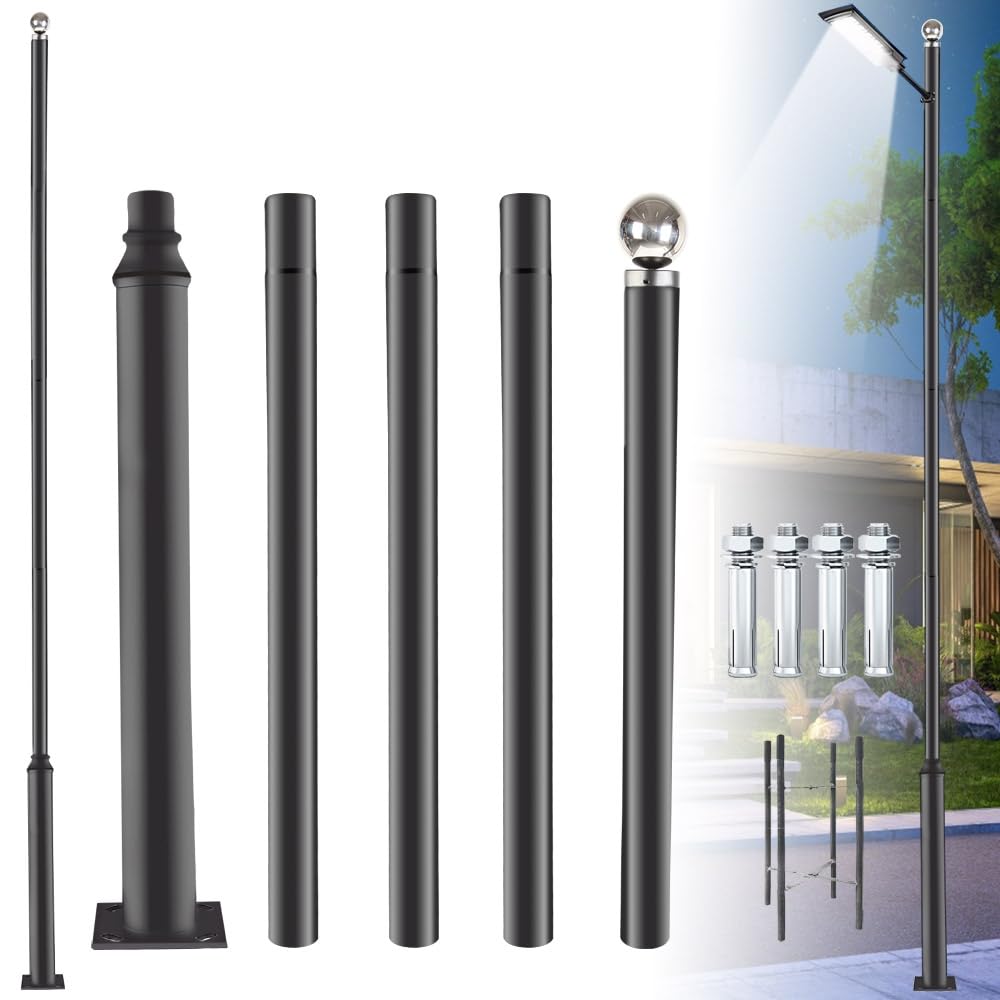 UNDADE 16Ft Tall Street Light Pole - Outdoor Adjustable Galvanized ...