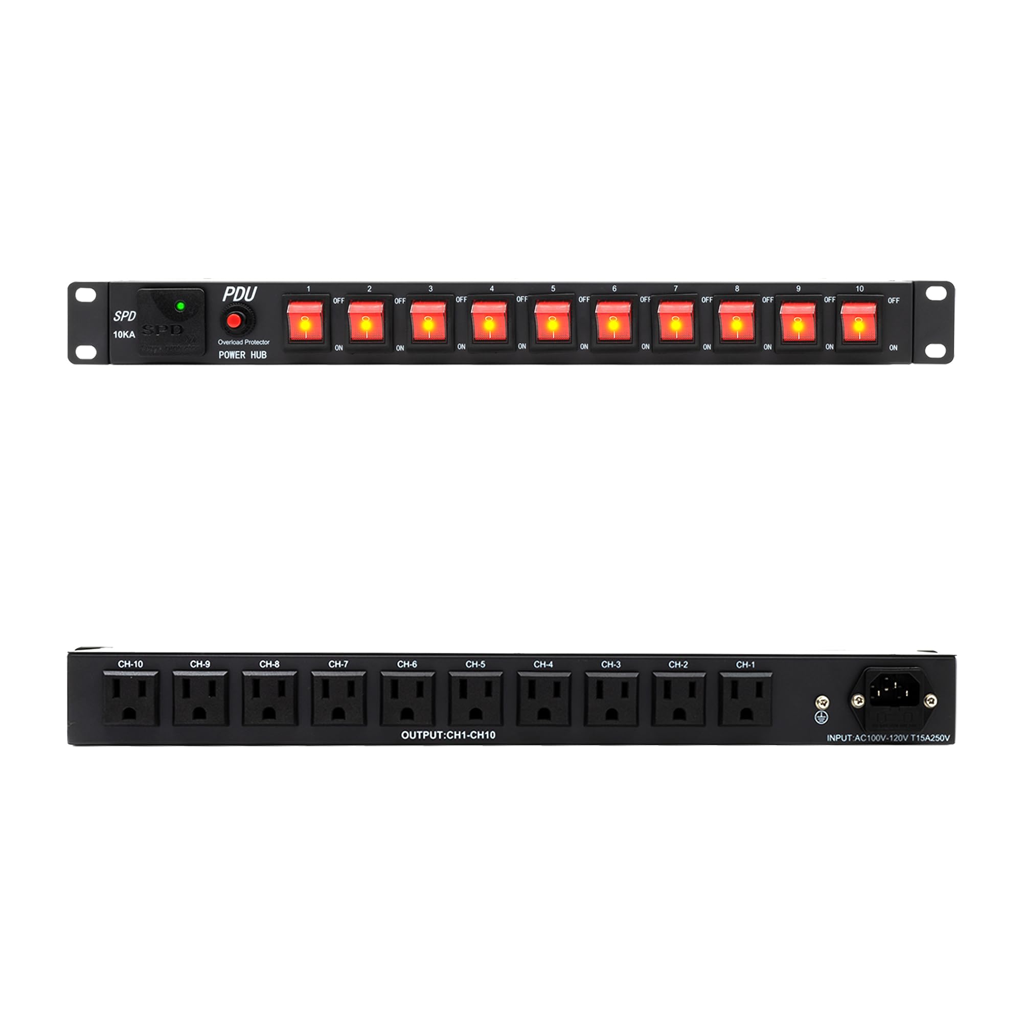 Mua 1U PDU Network Rackmount with Surge Protector Horizontal Rack Power ...