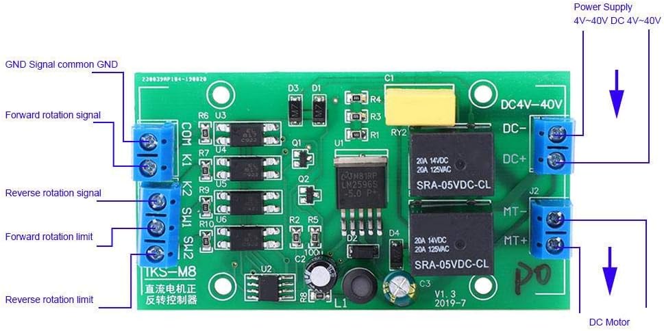 Dc Motor Speed Controller, 4.0V~40V DC Motor Forward/Reverse Rotation Controller, CW CCW ...