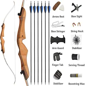Amazon.com : AMEYXGS 68" Archery Takedown Recurve Bow and Arrow Set ...